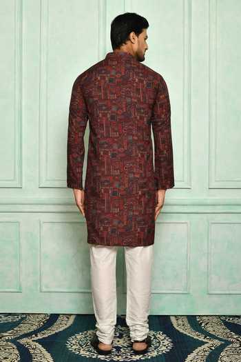 Buy Multi Color Kurta Soft Cotton Geometric Pattern Set For Men by ...