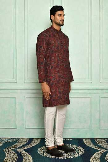 Buy Multi Color Kurta Soft Cotton Geometric Pattern Set For Men by ...