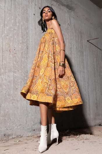 Buy Multi Color Viscose Square Neck Sunset Serenade Mandala Print Dress ...