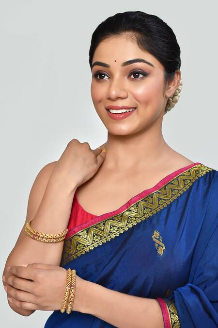 Buy Gold Plated Polki Carved Bangles - Set Of 4 by Nayaab by Aleezeh ...