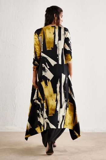 Buy Nouria by Dipti Advait Black Bamberg Cotton Satin Halter Neck Dress ...
