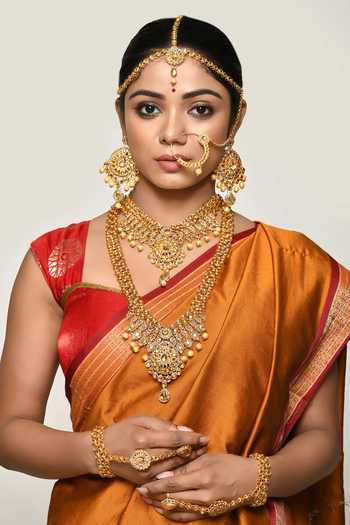 Buy Brown Austrian Diamonds And Kundan Embellished Bridal Necklace Set ...