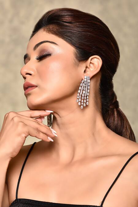 Buy Silver Plated American Diamond And Semi Precious Embellished ...