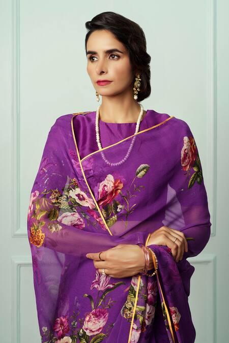 Printed french chiffon sarees store