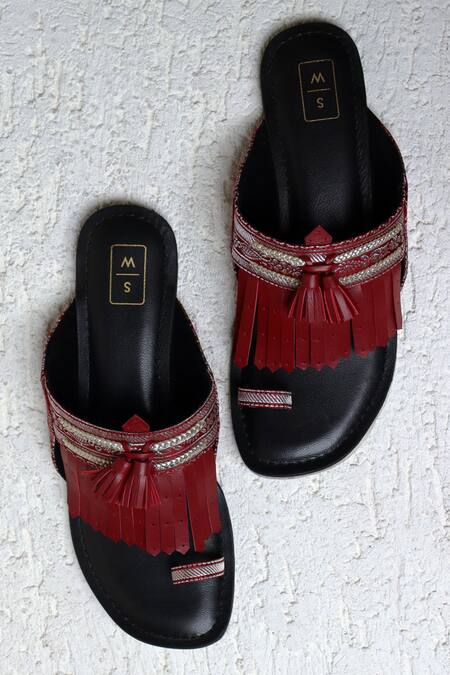 Buy Red Stripe And Brogue Pattern Lady Suzy Leather & Brocade ...