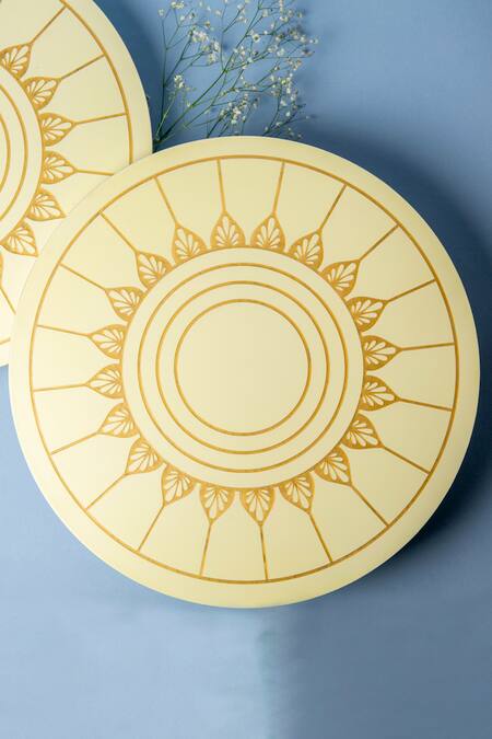 bambaiSe Ivory Mdf Mandala Art Lazy Susan Revolving Platter