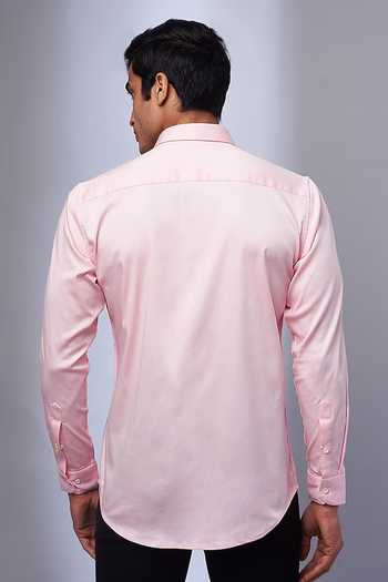 Buy Pink Cotton Embroidered Aari And Patch Work Placement Bird Shirt ...