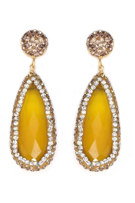 Yellow stone drop earrings store