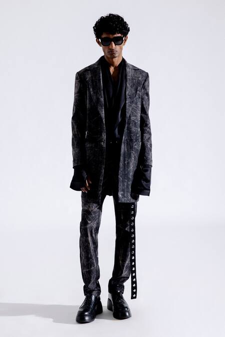 Buy Grey Denim - 95% Cotton Textured Full Sleeve Jacket For Men by ...