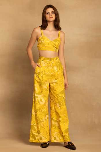 Buy Yellow 100% Cotton Twill Printed Floral Sweetheart Sara Bralette ...