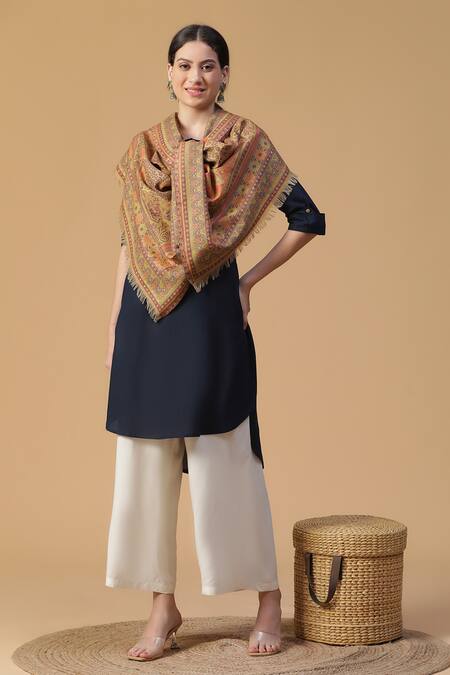 Buy Yellow Fleur Bloom Shifa Woven Stole by SHINGORA Online at Aza ...