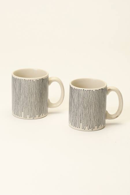 Abraham & Thakore White Marble Scribble Pattern Mug