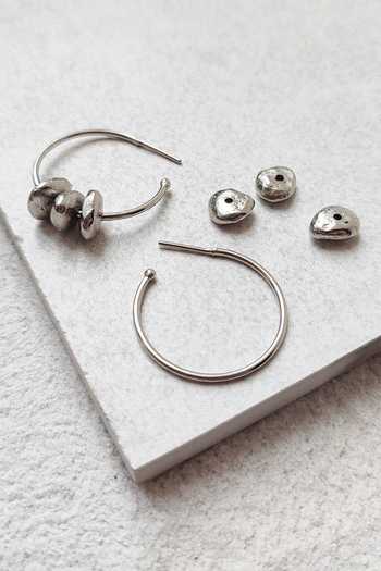 Buy Silver Plated Alen Metallic Embellished Hoop Earrings by De'anma ...