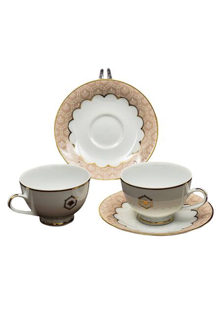 Ichkan Peach Porcelain Paisley Legacy Tea Cup And Saucer Set