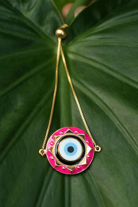 Buy Pink Enamel Embellished Bracelet by Ruuh Studios Online at Aza ...