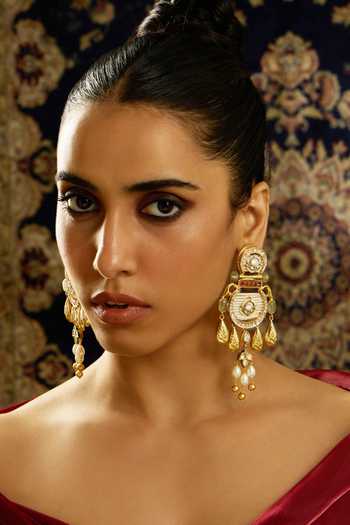 Buy Gold Plated Stone Regal Pearl Chaandbalis by joules by radhika ...