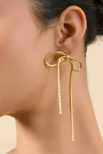 Buy Gold Plated Braided Bow Shaped Earrings by Arvino Online at Aza ...