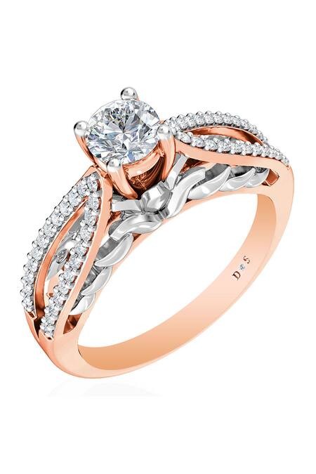 Buy Rose Gold Diamonds Solitaire Split Tapered Ring by Divine ...
