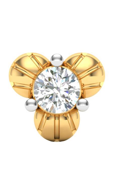 Buy Yellow Diamonds Floral Cutwork Nose Pin by Divine Solitaires Online ...