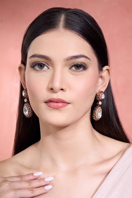 Buy White Moissanite Embellished Danglers by Moh-Maya by Disha Khatri Online at Aza Fashions.