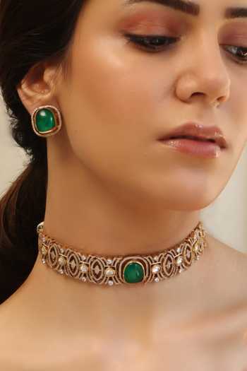 Buy Green Stones Runway Glory Embellished Choker Set by Joules by ...