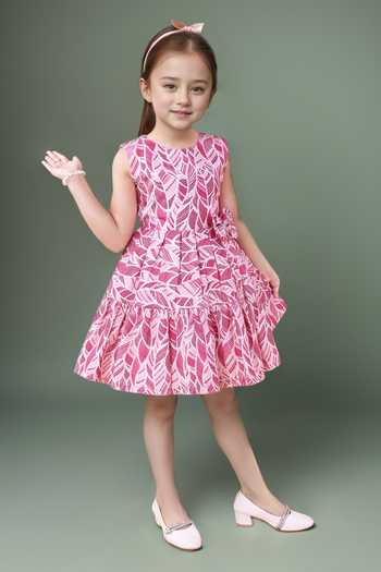 Buy Samyukta Singhania Pink Mermaid Cotton Dress With Zari For Girls ...