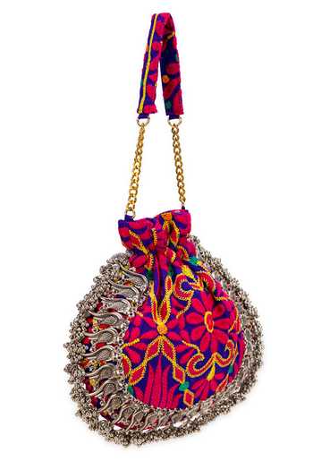 Buy Purple Metallic Thread, Embroidery Harini Potli Bag by 5Elements ...
