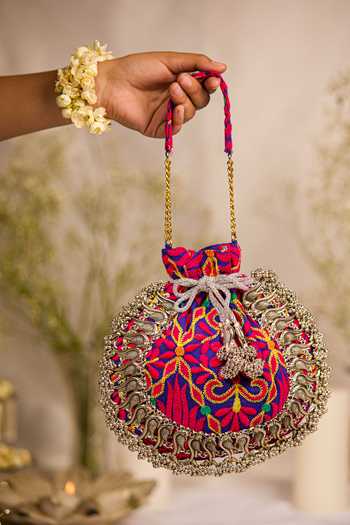 Buy Purple Metallic Thread, Embroidery Harini Potli Bag by 5Elements ...