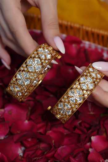 Buy Gold Plated Stones Zara Kundan Bangle by Joules By Radhika Online ...