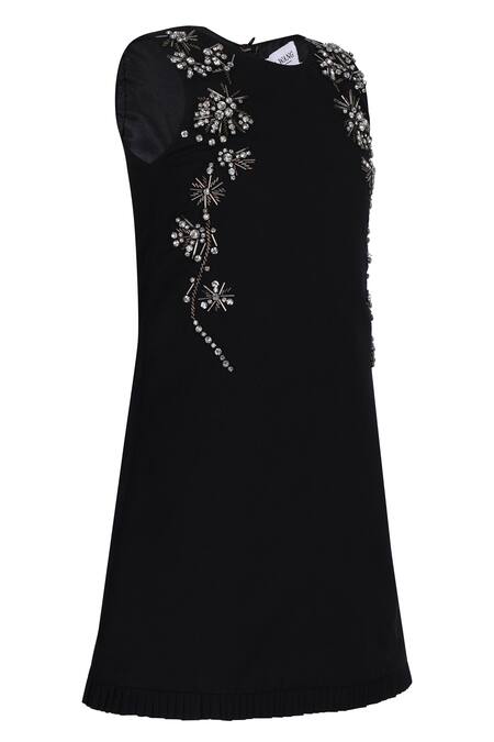 Buy Black Cotton Beads, Stones Azure Elegance Hand Embroidered Dress ...