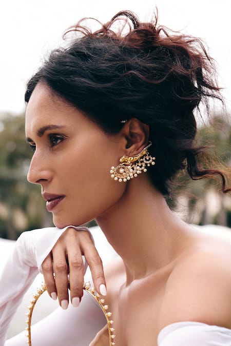 Buy Rose Gold Pearls, Stones, Crystals Wild Majestic Embellished Veil ...