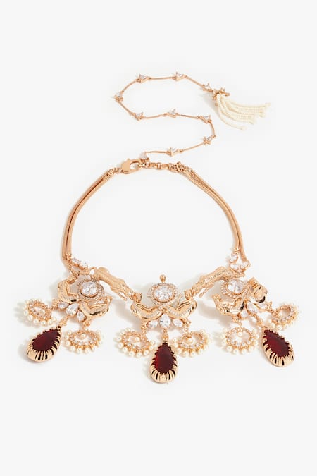 Buy Rose Gold Leopard Crimson Cascade Necklace by Outhouse Online at ...