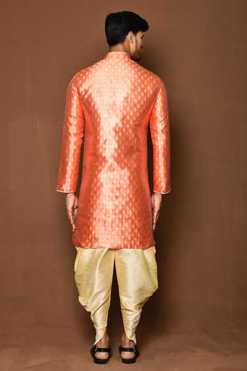 Buy Pink Churidar Dupion Silk, Lining Cotton, Sherwani Raw With Plain ...
