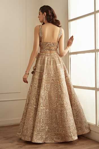 Buy Pink Organza, Net Sequins, Cut Work, Jia Floral Embroidered Bridal ...