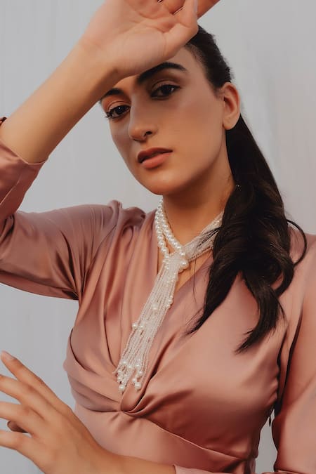 Buy White Pearls Looped Necklace by Anaash Online at Aza Fashions.