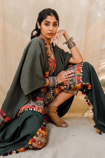 Buy Pooja-Keyur Multi Color Handloom Cotton Top And Pant Set Online ...