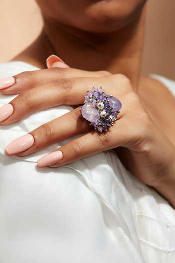 Buy Purple Pearls Stone Embellished Handmade Ring by House of D'oro ...