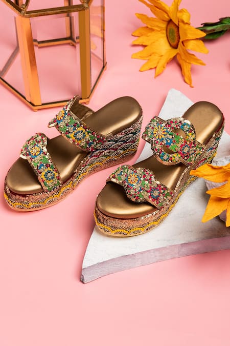 Buy Multi Color Embroidery Thread Wedges by Kanyaadhan By Dhirajaayushi ...