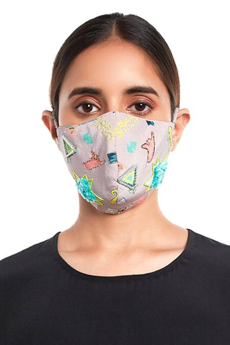 Buy Purple Embroidered Face Mask by Payal Singhal Online at Aza Fashions.