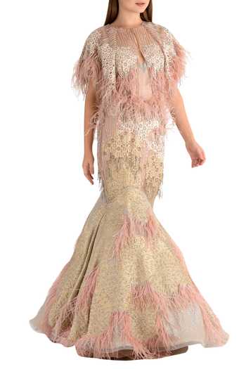 Buy Embroidered fish cut gown by Not So Serious By Pallavi Mohan at Aza ...