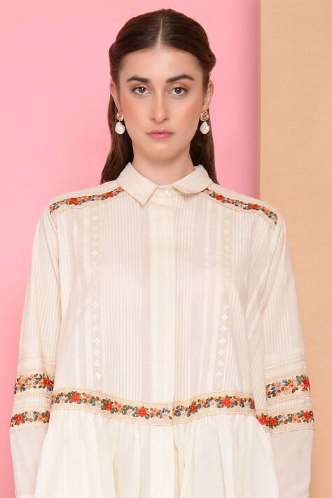 Buy Sahil Kochhar Embroidered Flared Shirt Online | Aza Fashions