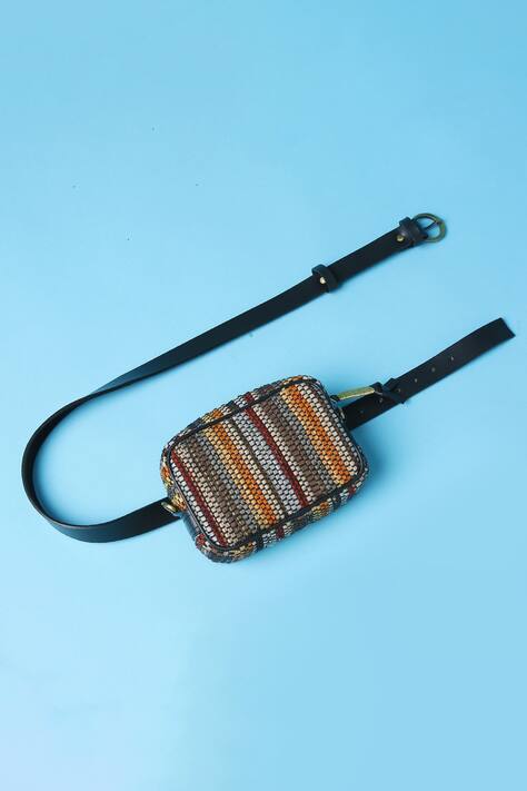 Buy Swarang Designs Chindi Handwoven Belt Bag Online | Aza Fashions