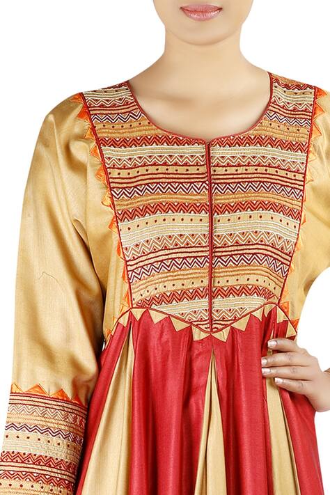 Buy Latha Puttanna Hand Embroidered Kurta With Churidar And Dupatta ...