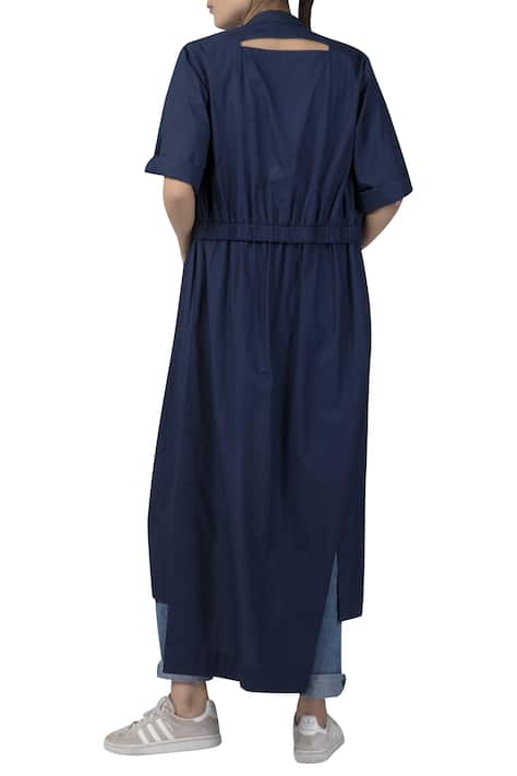 Buy Three Front open shirt dress with elastic detail Online | Aza Fashions