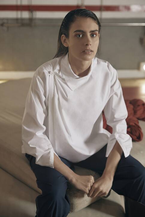 Buy Notebook White Cotton Twill Overlap Shirt Online | Aza Fashions