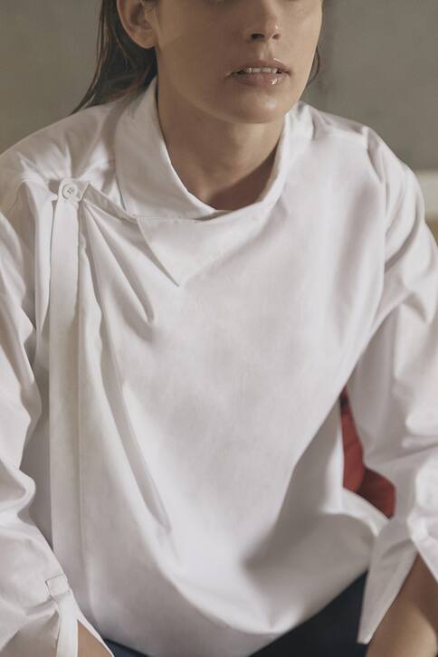 Buy Notebook White Cotton Twill Overlap Shirt Online | Aza Fashions