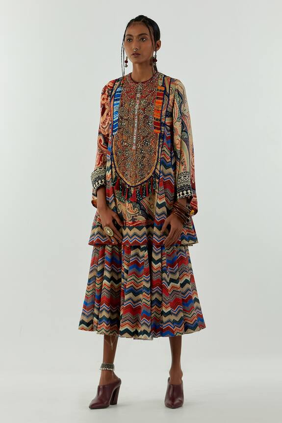 Buy Aseem Kapoor Multi Color Mul Mul Afghan Printed Kurta And Culottes ...