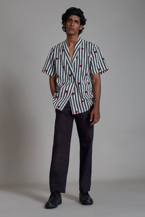 Buy Mati Off White Cotton Bluff Shawl Collar Overlap Jacket Online ...