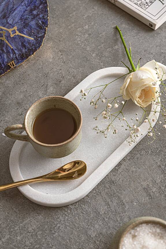 Buy Kaksh Studio Marble Oval Tray (single Pc) Online | Aza Fashions