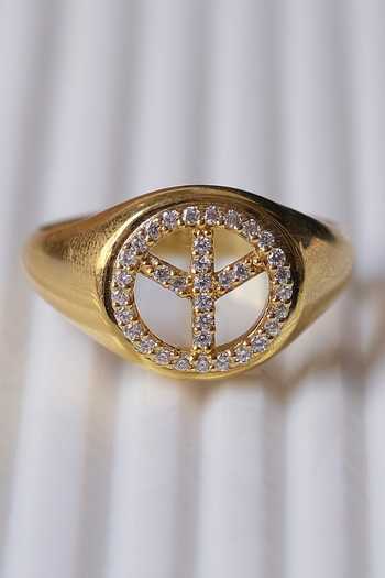Buy Anushka Jain Jewellery Peace Embellished Ring Online | Aza Fashions